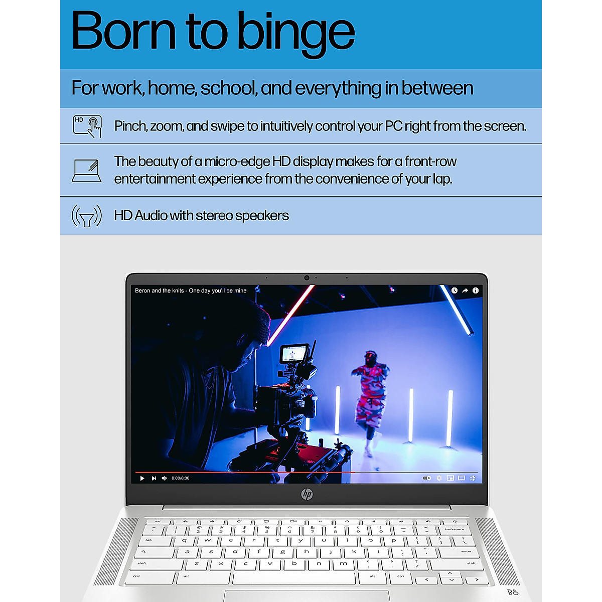 HP Chromebook 14" Laptop, Intel Celeron N4120 Processor, Intel UHD 600 Graphics, 4 GB RAM, 64 GB SSD, Chrome OS (14a-na0240nr, Ceramic White)