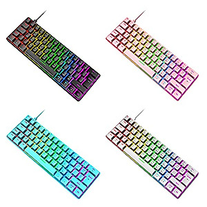 Qksky Mechanical Gaming Keyboard Green/Red Switch 62 Keys USB Wired Gaming Keyboard with 18 RGB Lights Effect Desktop PC Gamer Green switches