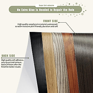 Besezx Wood Grain Tape, 2.4" X15', Self Adhesive Wood Grain Repair Patch for Tables, Chairs, DIY,Baseboards, Doors, Windows, Floors and Furniture Renovation.（Black）