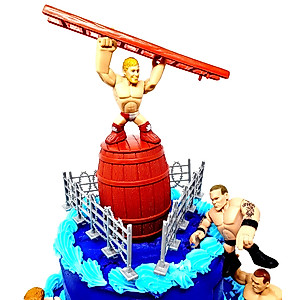 Wrestler Rumblers Wrestling Action Cake Topper With Random Wrestler Figures And Accessories (Unique Design)