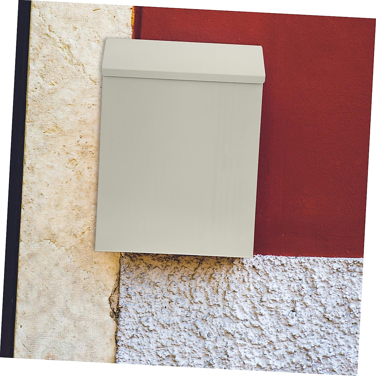 Generic Iron Letter Container Home Mailbox Wall Mounted Security Mailbox Letter Box High Capacity Mailbox White/Red Post Box, 30x23cm (M2Y1732K17H2GFY)