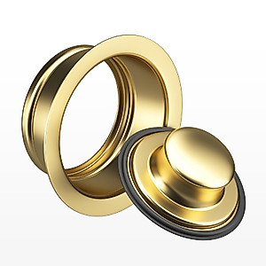 Kitchen Sink Garbage Disposal Flange and Sink Stopper,fit Stainless Steel 3-1/2 inch Standard Sink Drain Opening Kitchen Sink Replacement Accessories (Gold Bright)