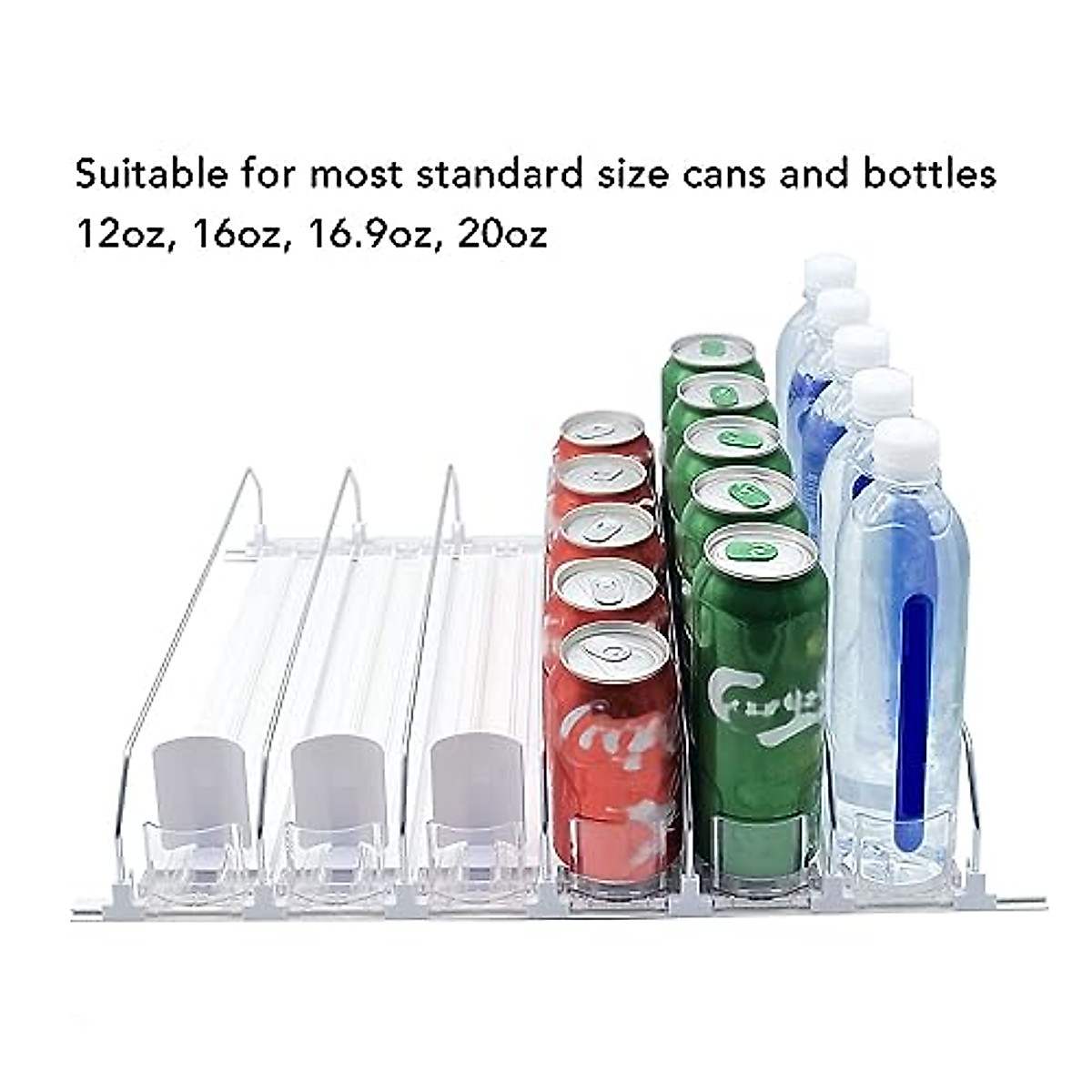 Refrigerator Soda Can Organizer, Width Strong Bearing Capacity White Drink Automatic Pusher Glide ABS for Home (38cm)