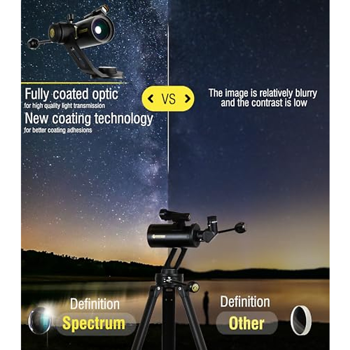SpectrumOI Telescope for Adults and Kids, 70mm Maksutov Telescope for Adults Astronomy, Telescope for Kids 8-12 Telescopio for Astronomical Exploration and Kids' Fascination with Astronomy,AZ Mount