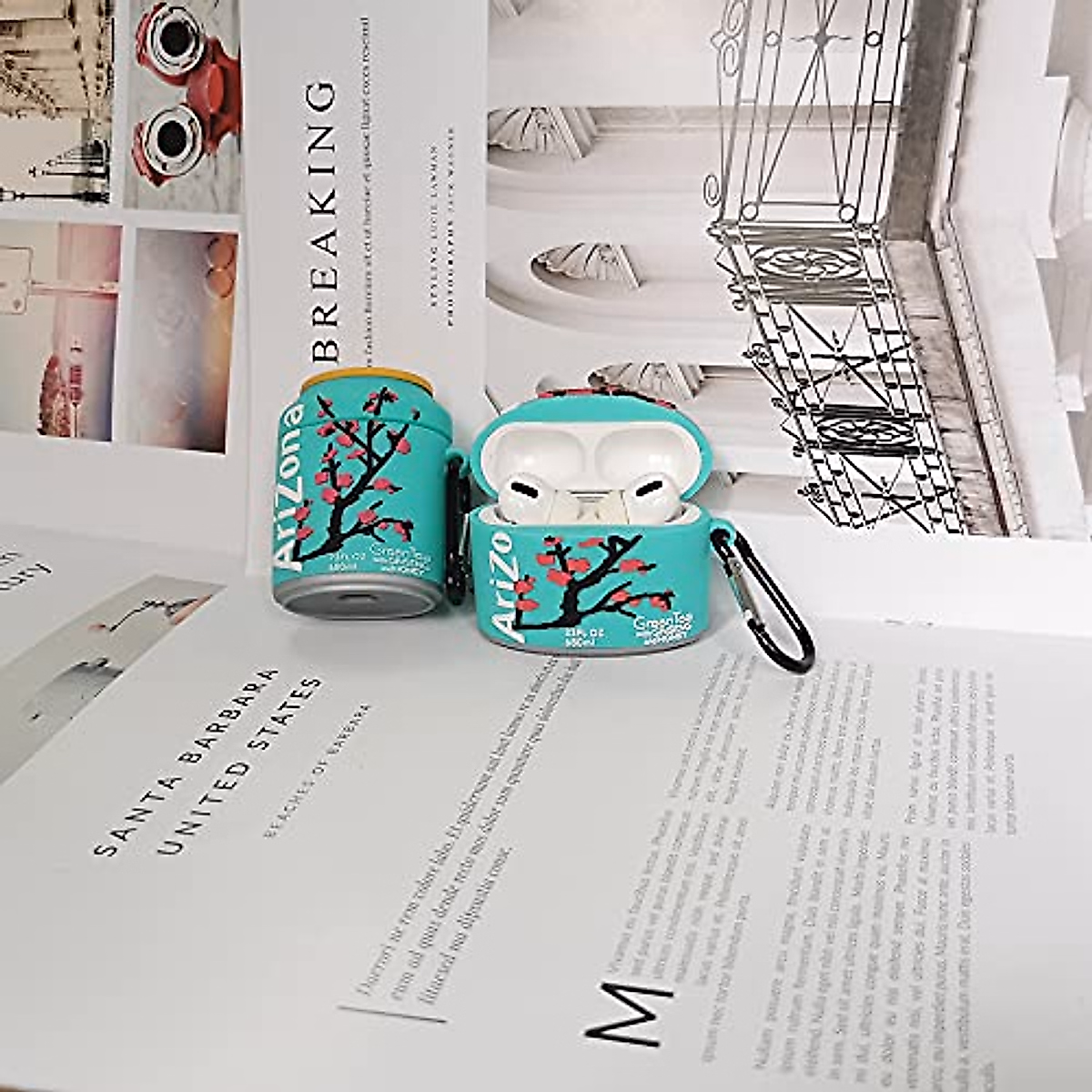 Compatible with Airpods Case 1&2 Arizona, Plum Green Tea Drink Bottle Protective Silicone Cartoon 3D Case for Airpod Blue Soda, Boys Girls Kids Teens Women Funny Case for Airpods 1/2 (Zona Tea)