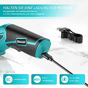 Cordless Electric Scissors Upgraded, Uaoaii 4V Electric Cardboard Box Cutter w/Storage Case, Safety Lock & LED Light, Rechargeable Fabric Cutter Power Rotary Cutters for Leather Felt, Effortless