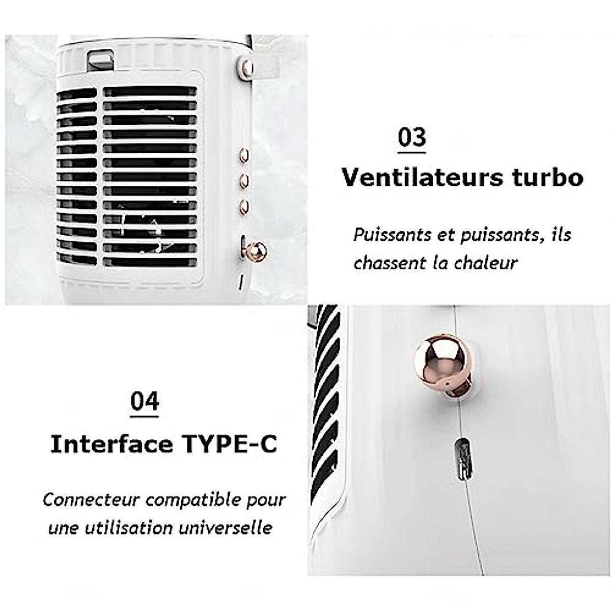 Mini Ac Unit - 400ml water tank Mini Portable Ac Unit - Portable Cooler with 3 wind speeds, 3 color light, Camping Ac for Home Bedroom Office Car