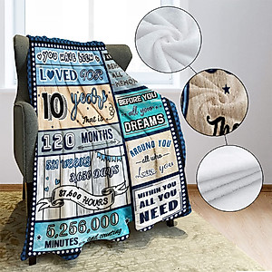 10 Year Old Boy Birthday Gift, Super Soft and Warm Happy Birthday Blanket, Digital Heartwarming Sentences Creative Design Ideal Gifts for 10th, 50"x60"