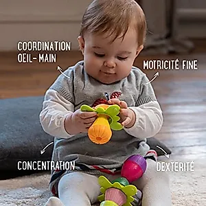 Lalaboom 24 Piece Baby Toddler Beads – Montessori Educational Shape and Color STEM Construction Toy 10 Months to 3 Years - BL200