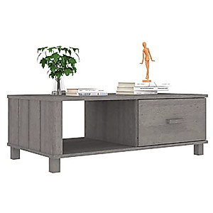 QJBSAVVA Coffee Table HAMAR Light Gray 39.4"x21.7"x13.8" Solid Wood Pine,Living Room Furniture Side Tables Narrow Bedside Tables Suitable for Meeting Rooms, Reception Rooms, Offices