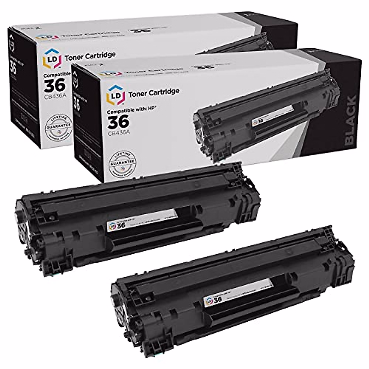 LD Products Compatible HP 36A Black Toner Cartridge Replacement CB436A for use in Hewlett Packard Laserjet Printers M1522n MFP, M1522nf MFP, P1505 & P1505n (2-Pack)