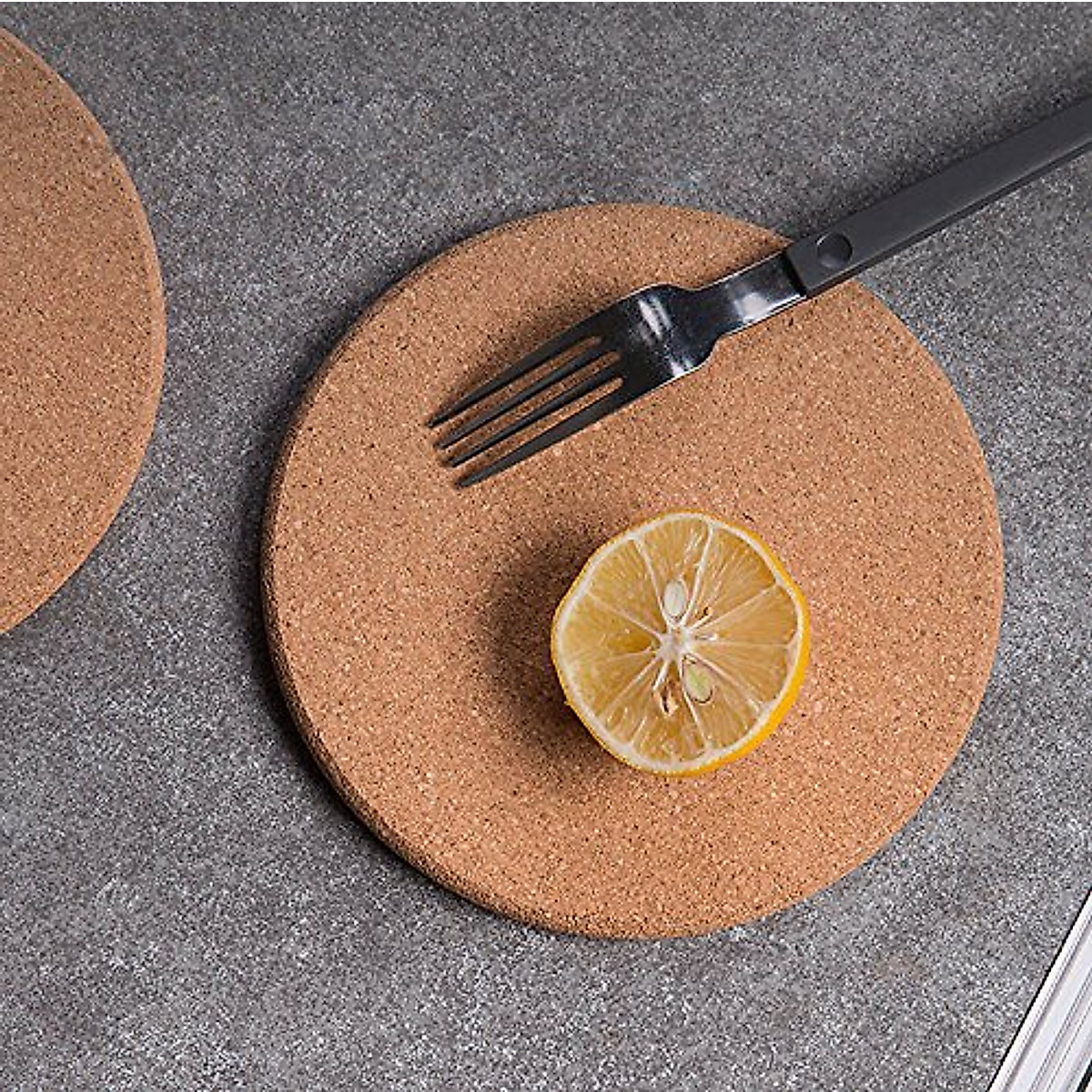 Cork Trivet Round, Kitchen Hot Pads Placemat Corkboard for Hot Pot, Pan,Kettle,8.66-Inch Each(22cm x1cm), Pack of 4