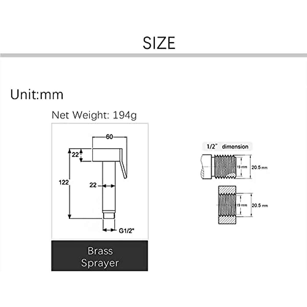 MINJING Bidet Sprayer, Single Cold Rose Gold Solid Brass Toilet Douche Kit Shattaf Shower Head Copper Valve Faucet Set,C Set