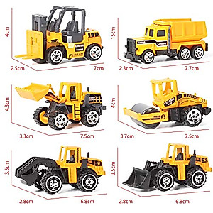 Coolplay 11 in 1 Construction Cars and Trucks Toy for Boys Yellow Truck Carrier Toy Set Little Die-cast Vehicles Mini Excavator Backhoe Mixer Dump Truck Cars for Kids Ages 3-8