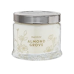 PartyLite Almond Grove 3-Wick Jar Candle, Highly Fragranced Clean Burning Glass Candle, 25-45 Hours Burn Time (Almond Grove)