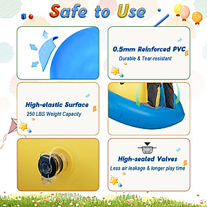 HONEY JOY 8-Foot Inflatable Dome Rocker Bouncer, Giant Roll and Play Seesaw Rocker w/6 Handles, Max Weight 250 Lbs, Blow Up Backyard Toy for Outdoor Game Activities, Gift for Boys Girls Ages 5+ (Blue)