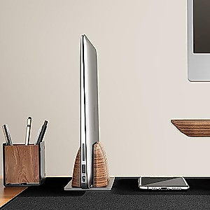 UPERGO Vertical Laptop Stand for Desk, Laptop Holder to Dock MacBook, MacBook Pro and Other Laptops, Black Walnut Wood