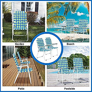 VINGLI Oversized Patio Lawn Webbed Folding Chairs Set of 2, Outdoor Beach Portable Camping Chair for Yard, Garden (Blue, Oversize)