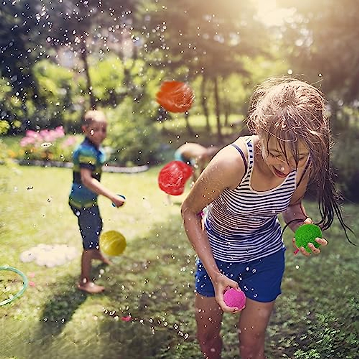 QPEY 60 PCS Water Soaker Balls, Reusable Water Balloons for Outdoor Toys and Games, Summer Fun Activities for Pool, Beach, Yard Games for Kids and Adults