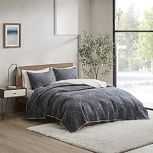 INK+IVY II13-564 Pomona 3 Piece Coverlet Mini Set, Full/Queen, Navy