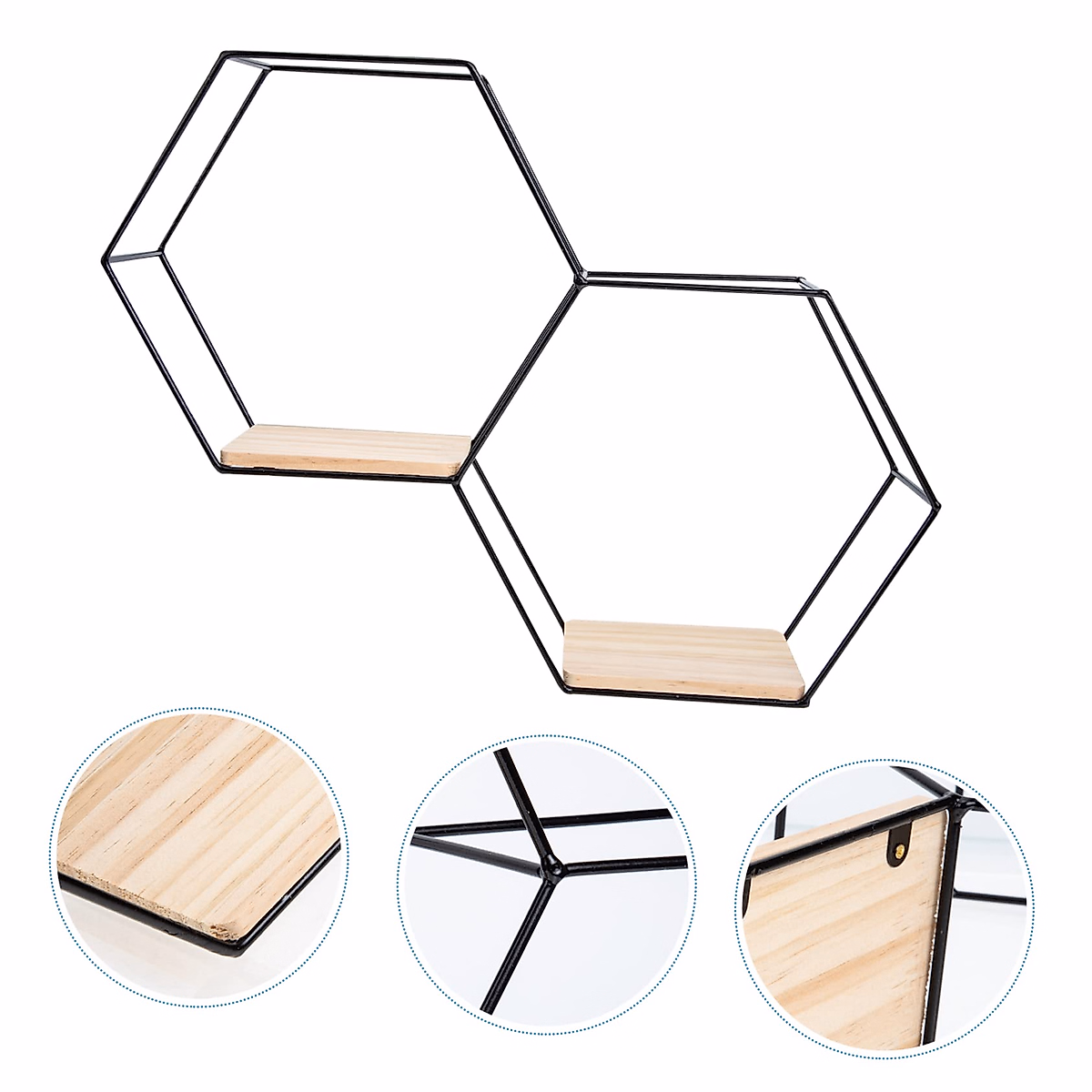 Garneck Wall Shelf Norse Decor Decorative Floating Shelf Modern Geometric Shelves Hexagon Floating Shelves Metal Corner Shelves Wall-Mounted Hexagon Floating Shelf Organizer Iron Small