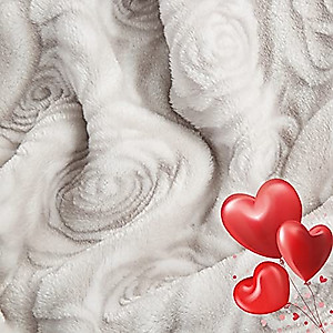 Gifts for Women Mom Wife Girlfriend Her Mother Birthday Throw Travel Blanket Soft Comfy Rose Grey Blankets for Bed Sofa Couch Airplane Office(Light Grey, 50''x60'')