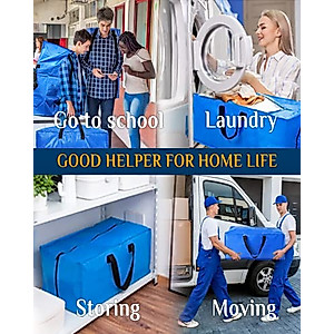 Raydior Heavy Duty Moving bags Storage Totes 4PCS| Extra Large Blue Packing Bags Backpack Straps Strong Handles & Zippers| College Moving, Laundry bags, Alternative to Moving Box