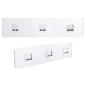 KINCMAX 2 Packs Strong Sticky Waterproof Heavy-duty Wall Adhesives Nail Free Transparent Adhesive Pad No-trace Wall Stick Adhesives Hook Strip for Shower Caddy, Kitchen Racks, Bathroom Storage Shelves