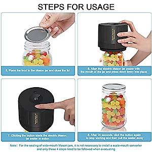 Electric Mason Jar Vacuum Sealer Kit, Vacuum Pump for Wide Mouth and Regular Mouth Mason Jars, Food Vacuum Sealer for Food Storage and Fermentation