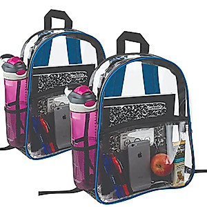 Bags for Less [Set Of 2] Clear Backpack - Security Approved - Straps & Front Accessory Pocket
