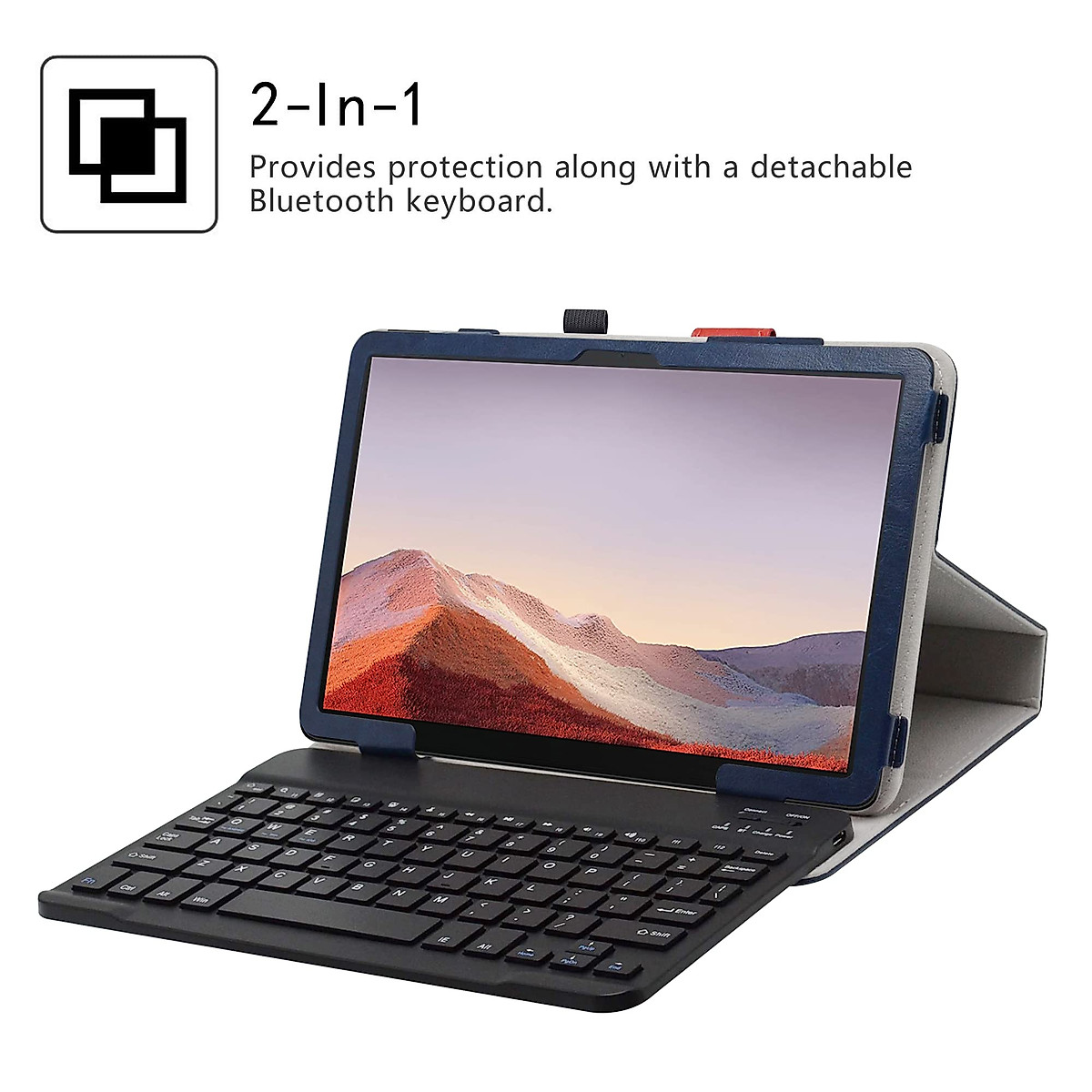 JRTAL Compatible with TCL Tab Pro 5G/TCL TABMAX 10.4 Keyboard Case, Premium Vegan PU Leather with Detachable Keyboard Stand Cover for 10.36" TCL Tab Pro 5G TCL-9198S/TCL TABMAX 10.4 9296Q,Blue