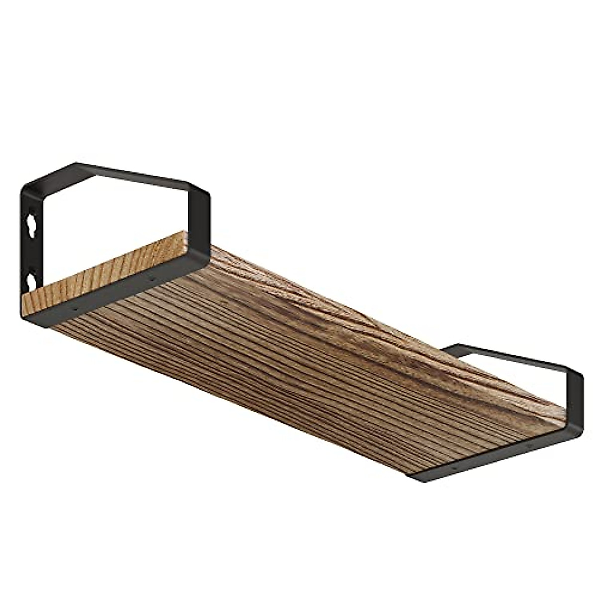 Wallniture Braga Floating Shelves for Wall Decor, Bookshelf Living Room Decor, Bathroom Organizer & Wall Shelves, Kitchen Organization, Burnt Finish Set of 4