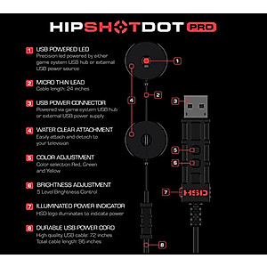 Hipshotdot PRO Color and Brightness Control Dot LED Aim Assist Mod for Gaming TV Compatible with Xbox, Playstation, Nintendo and PC - Works with All Shooter Video Games and FPS or TPS (Hipshotdot PRO)