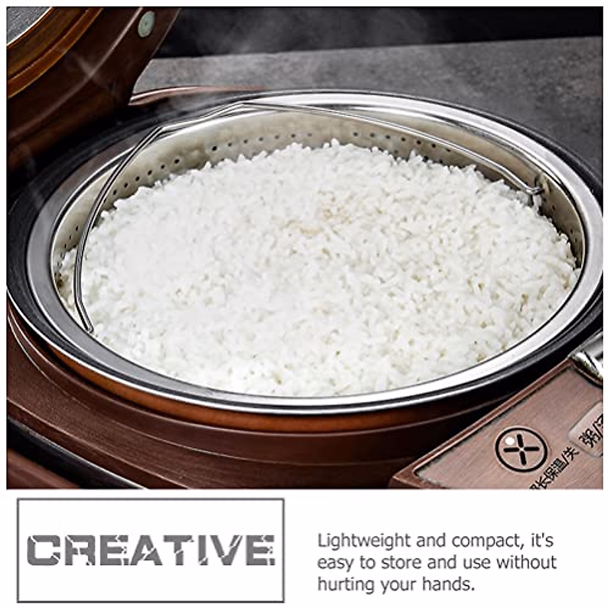 Luxshiny Rice Cooker Rice Cooker Rice Cooker Steamer Basket with Handle Legs Vegetable Steamer Insert Stainless Steel for Steaming Food Meat Fish Rice Veggie 22cm Accessories