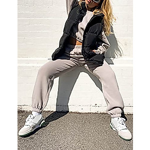 Zhiyouni Womens Puffer Vests Jackets Sleeveless Stand Collar Zipper Puffy Coats (Black-L)