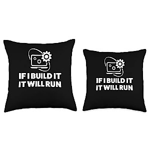 Technical Support Information computer repairing G if I Build it it Will Run Tech Support Throw Pillow, 16x16, Multicolor