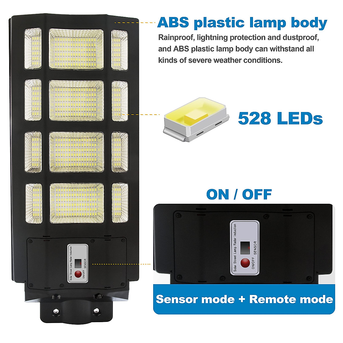 SUN NEED Solar Street Light,400W Solar Street Lights Outdoor Dusk to Dawn Motion Sensor with Remote Control IP67 Waterproof Solar Outdoor Light for Parking lot Backyard Street Garden etc