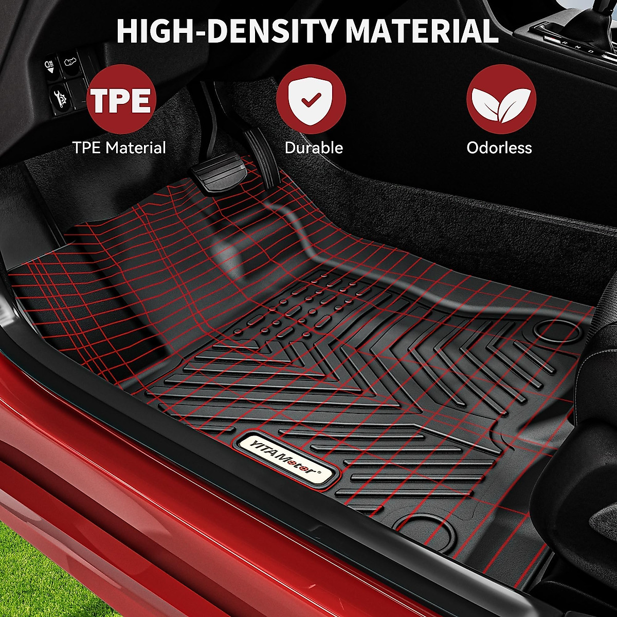 YITAMOTOR Floor Mats Compatible with F250/F350, Custom Fit Floor Liners for 2017-2024 Ford F-250/F-350 SuperCrew Cab, 1st & 2nd Row All Weather Protection