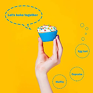 IPOW 24 Pack Silicone Cupcake Baking Cups Reusable Food-Grade BPA Free Non-Stick Muffin Liners Molds Sets, 2 Shapes Round Rectangle