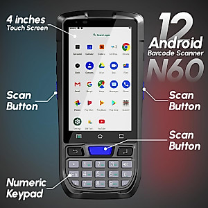 Rayoungtek Android Barcode Scanner Built-in HW N5703 1D/2D/QR Scan Engine, NFC Reader, Rugged Android 12 4G WiFi Wireless Handheld Moible Computer PDA Data Terminal for Inventory Warehouse WMS