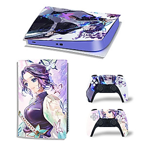TANOKAY PS5 Console Skin and Controller Skin Set | Kochou Shinobu | Matte Finish Vinyl Wrap Sticker Full Decal Skins | Compatible with Sony Playstation 5 Digital Version