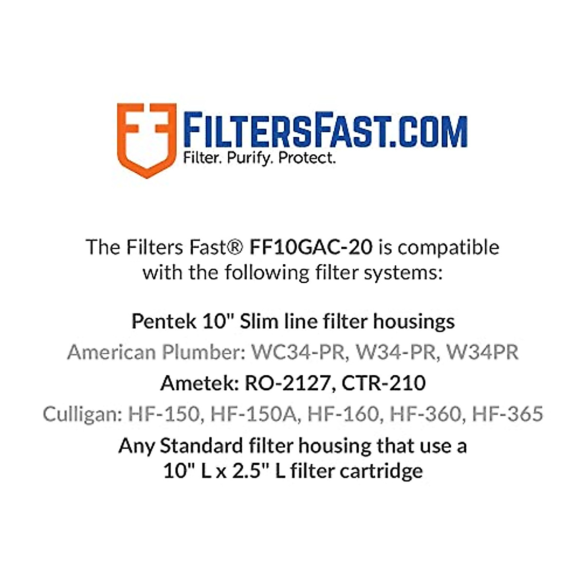 Filters Fast FF10GAC-20 Compatible Replacement for Pentek GAC-10 Carbon Water Filter Cartridge 2.87x9.75 inch