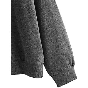 SweatyRocks Women's Contrast Collar Drop Shoulder Casual Long Sleeve Pullover Sweatshirt Tops Grey XL