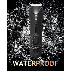 Body Hair Trimmer for Men, Pubic Hair Trimmer with Led Light, Waterproof Ball Trimmer for Men Body Groomer, Electric Groin Hair Trimmer Body Shaver for Men with 3 Replaceable Guard Comb,Charging Dock