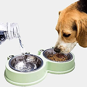 FUUIE Bowls for Food and Water Pet Bowls Dog Food Water Feeder Stainless Steel Pet Drinking Dish Feeder Cat Puppy Feeding Supplies Small Dog Accessories (Color : Blue)