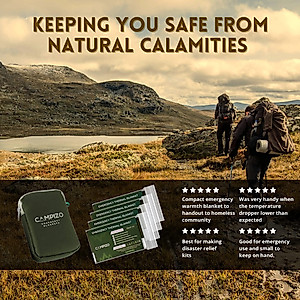 CAMPIZO 4 Pack Emergency Blankets - Thermal Blanket, Space Blanket, Mylar Blanket, Survival Blanket, Foil Blanket, Designed by NASA, Extra Large and Wide for Camping, Hiking, Marathon, (Army Green)