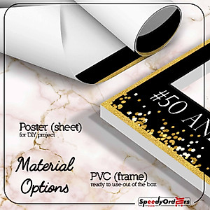 Fifty & Fabulous Photo Booth Frame, 50th Birthday Decorations, Personalized Black and Gold Glitter Selfie Frame, Custom Photo Booth Props, 20th, 30th, 40th Birthday, Party Supplies Sizes 36x24, 48x32