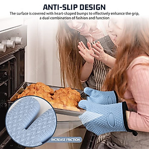 Extreme Heat Resistant BBQ Gloves -2pcs, Oven Gloves & Smoker Gloves, Fire & Oil Frozen Handling Resistant Grilling Gloves for Oven, Grill, Smoker, and Fireplace, Flexible Silicone Gloves for Cooking