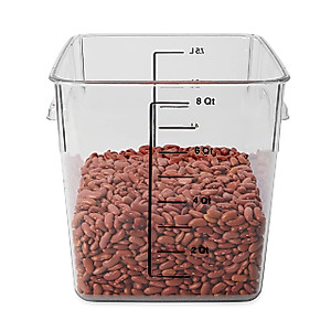Rubbermaid Commercial Products Space Saving Food Storage Container, 8-Quart, Clear,-40 F to 121 F Temperature Range, Best use for Restaurant Kitchens/Wet and Dry Food/Meats/Pasta ,Lid not included