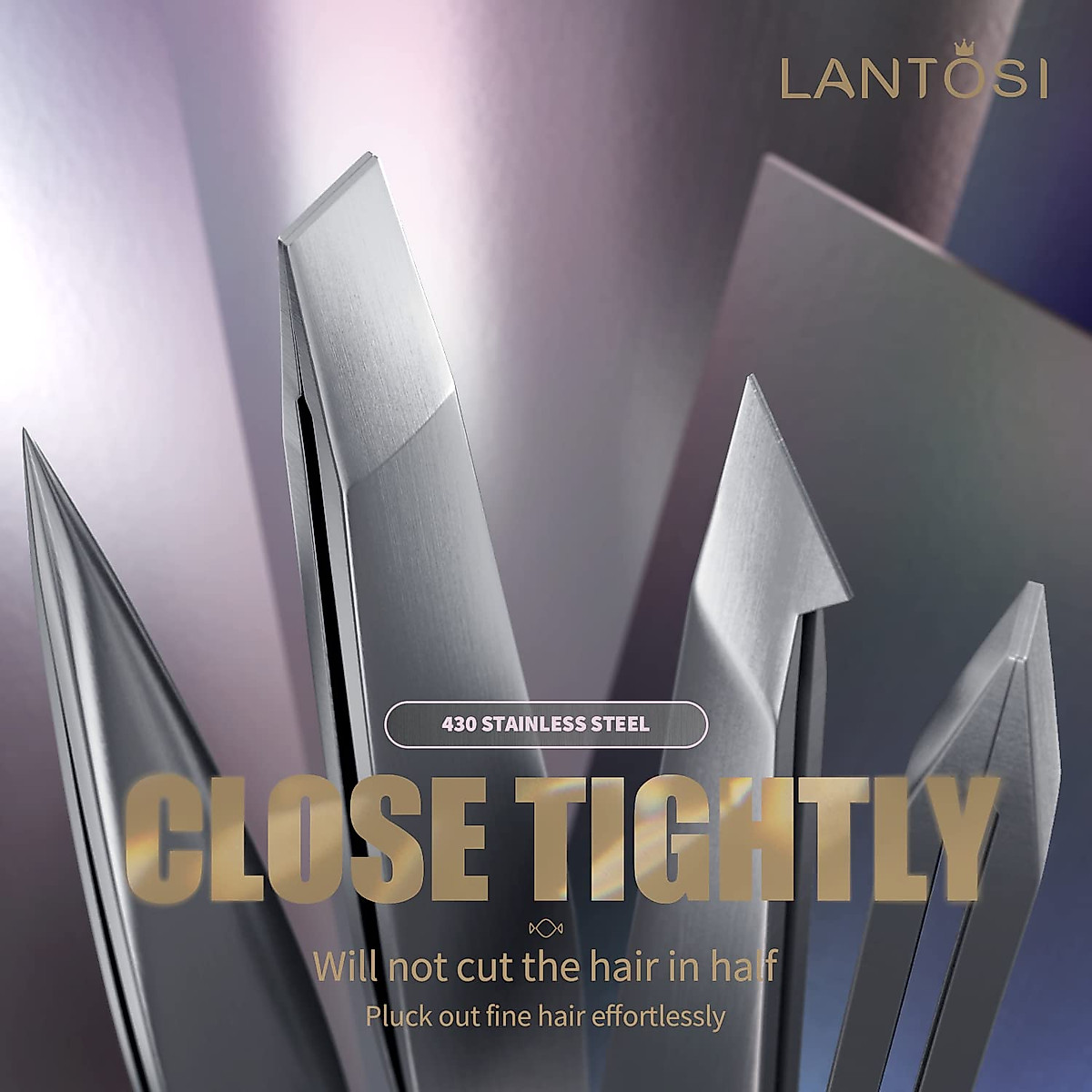 Lantosi Tweezers Set- Eyebrows Tweezers for Women and Men, Lash Tweezers, Professional Stainless Steel Tweezers for Grabbing Facial Hair, Ingrown Hair, Splinter Remover with Travel Case
